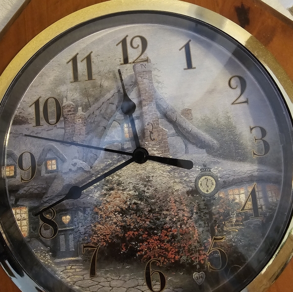 Art | Vintage Thomas Kinkade Wood Hexagon Cottage Scene Clock | Poshmark